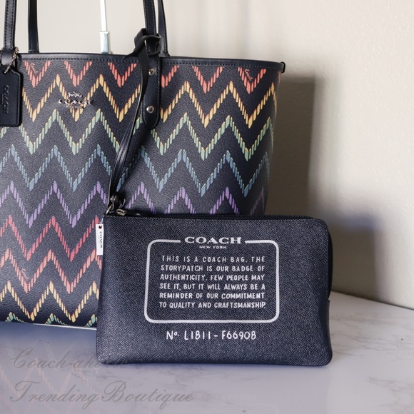 Coach | Bags | Coach F6698 Reversible City Tote With Geo Chevron | Poshmark